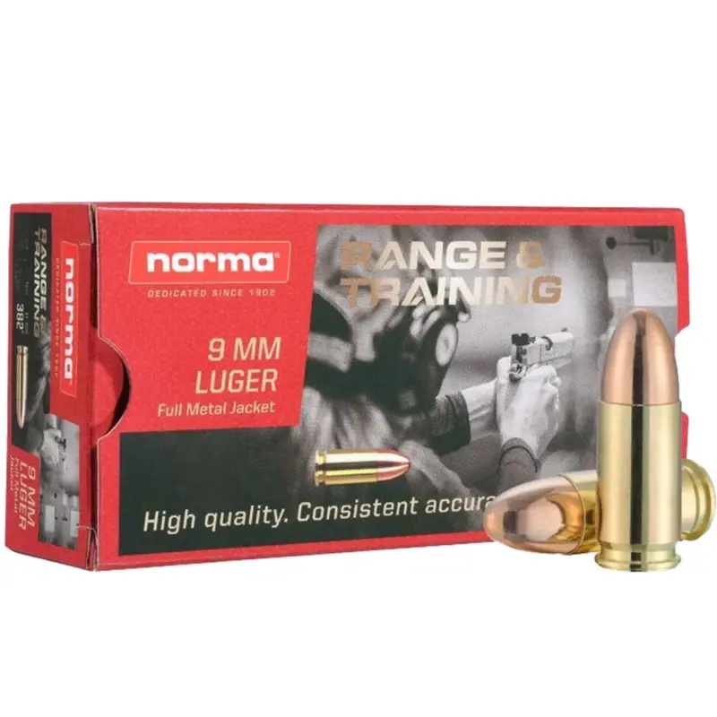 Norma Range & Training Subsonic Rifle Ammunition 9mm Luger 147gr FMJ 50 ...