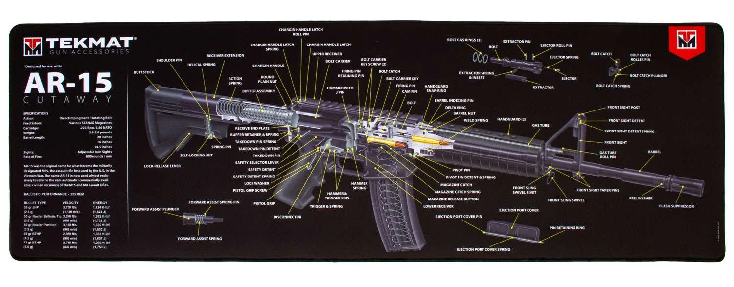 TekMat Ultra Premium Cleaning Mat AR-15 3D Cutaway 15" x 44 ...
